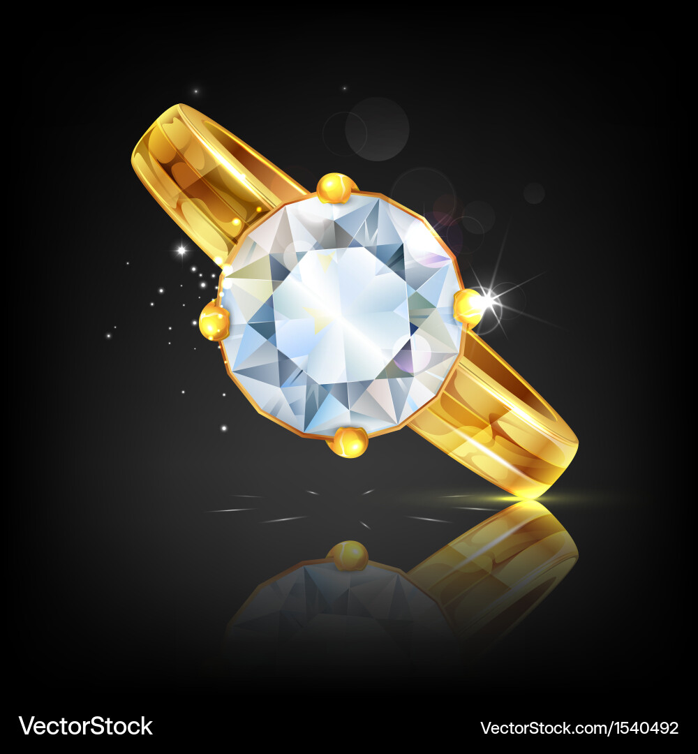 Gold Diamond Ring Royalty Free Vector Image - VectorStock