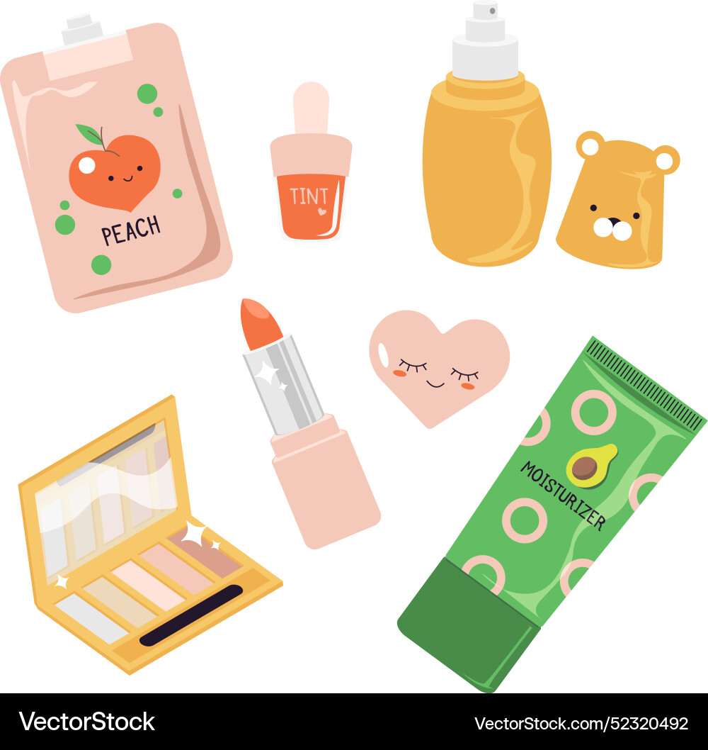 Hand drawn korean beauty element collection Vector Image