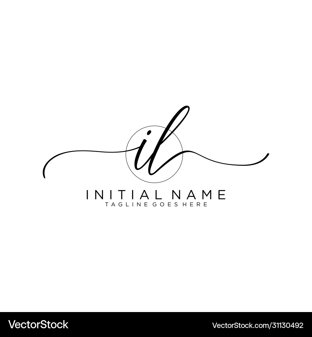 Il initial handwriting logo with circle template Vector Image
