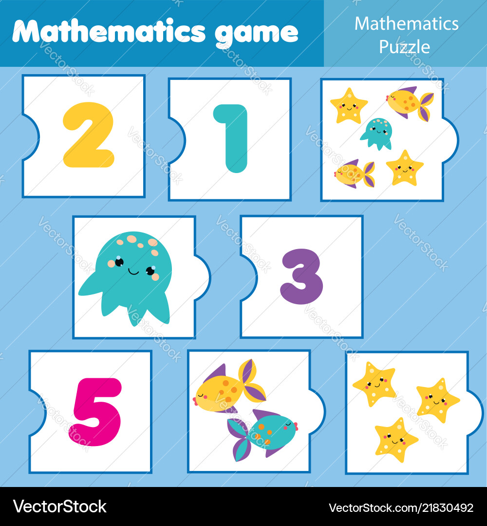 Math educational game for children matching Vector Image