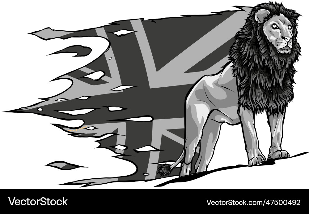 Monochromatic lion swith british great britain Vector Image