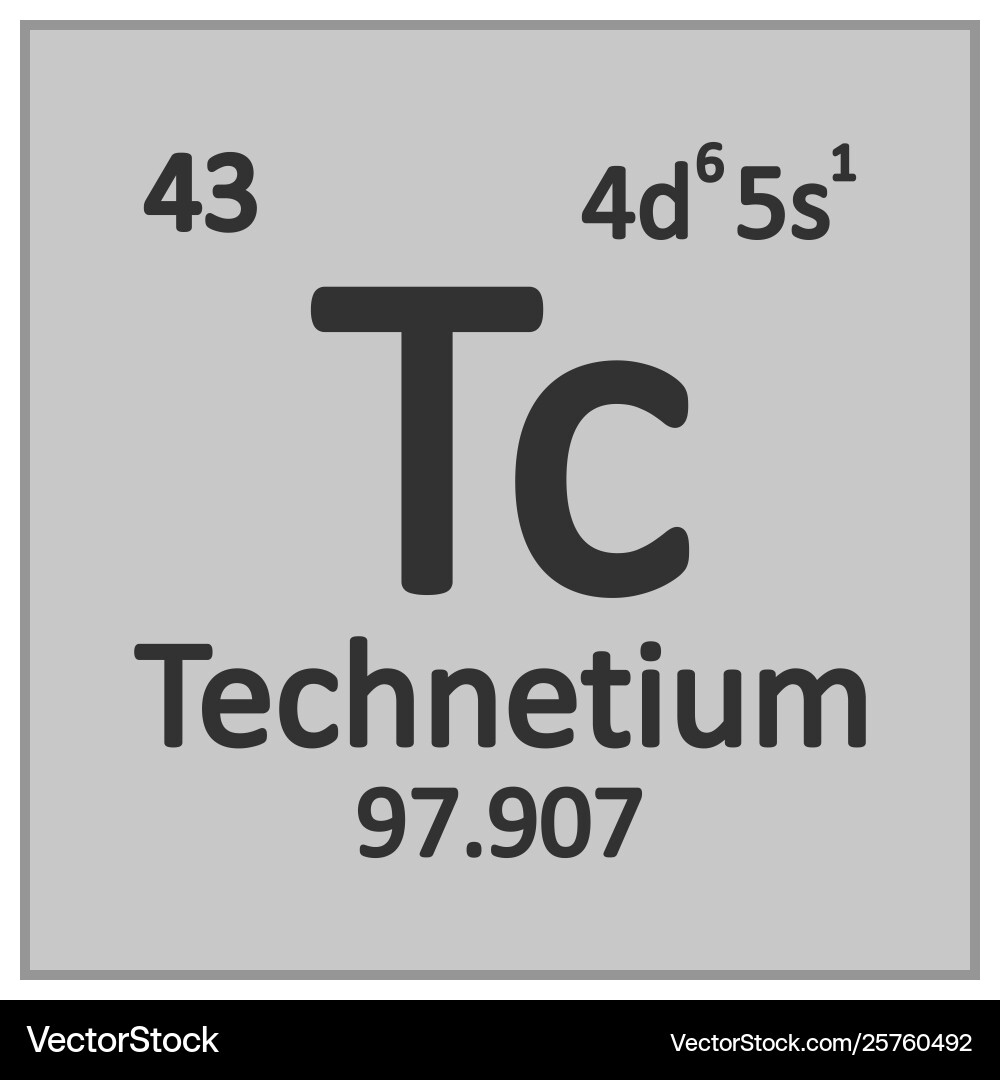 Periodic table element technetium icon Royalty Free Vector