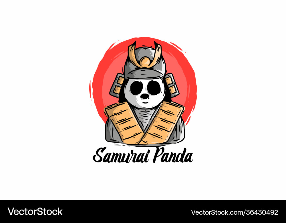 Samurai panda drawing Royalty Free Vector Image