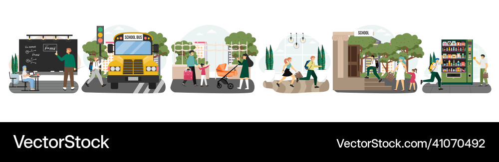 School scene set lesson Royalty Free Vector Image