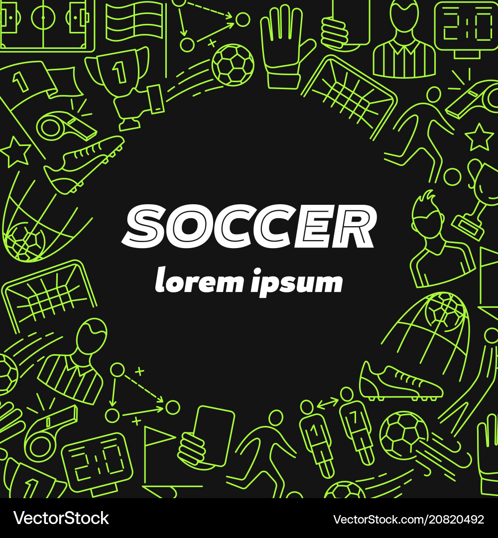 Soccer icons in frame Royalty Free Vector Image