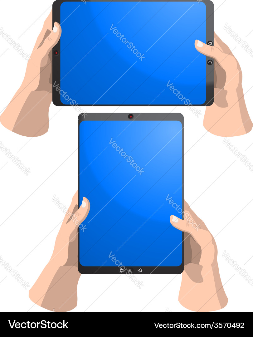 Tablet pc in hands Royalty Free Vector Image - VectorStock