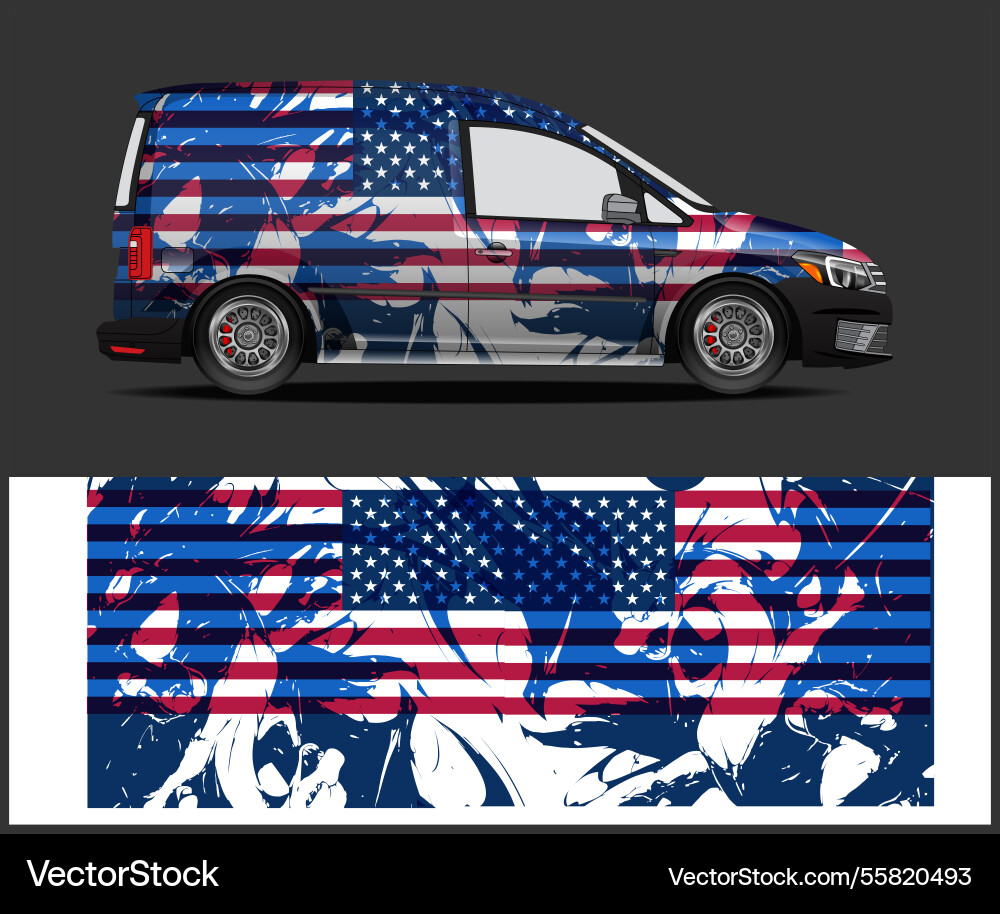 American flag car wrap design graphics Royalty Free Vector