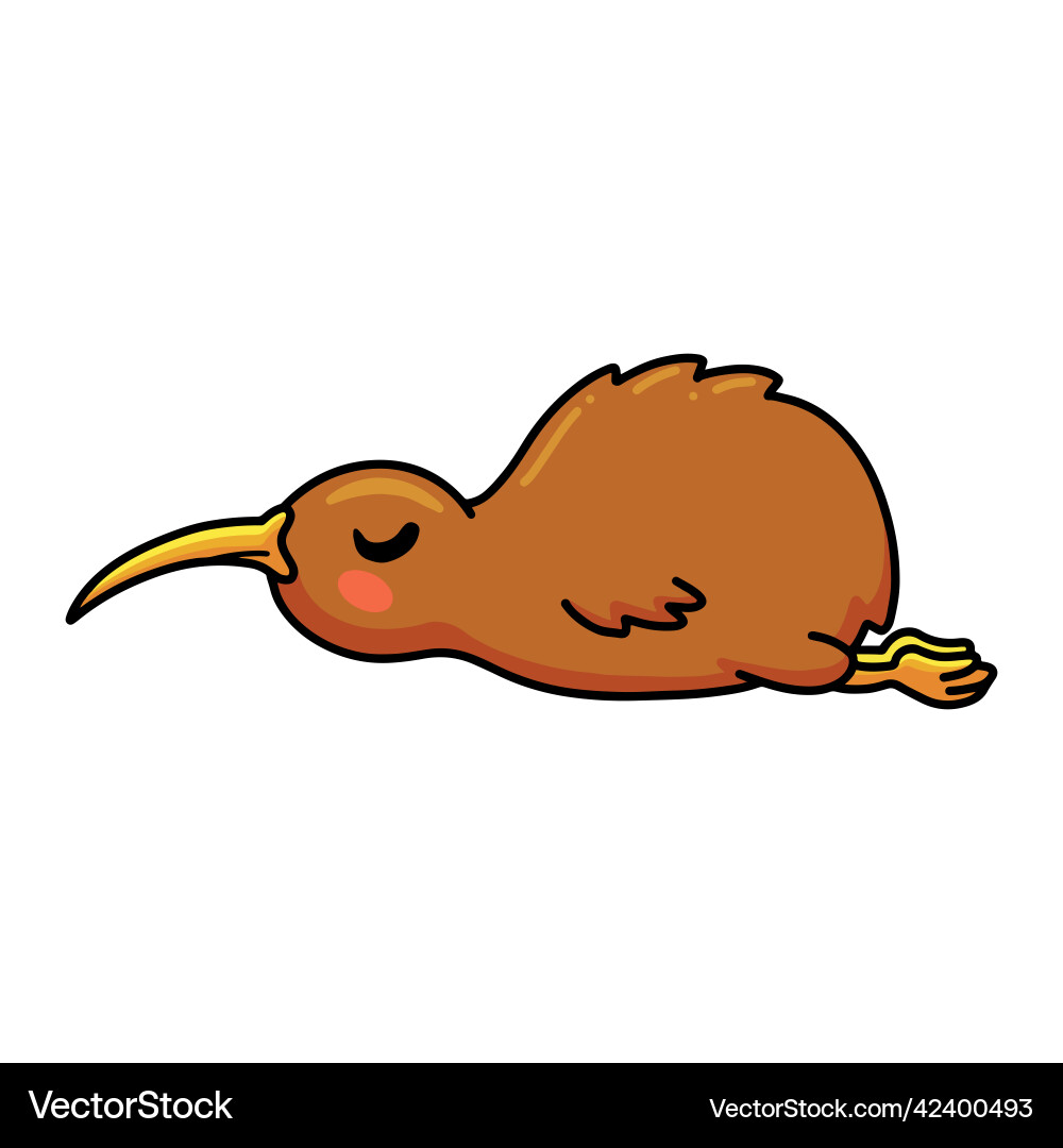 Cute little kiwi bird cartoon sleeping Royalty Free Vector