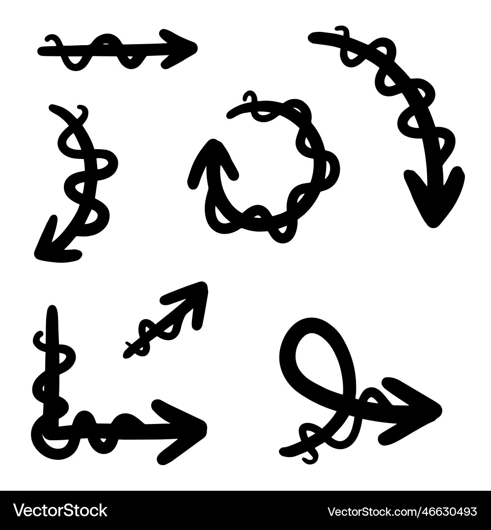 Hand drawn arrows abstract doodle Royalty Free Vector Image