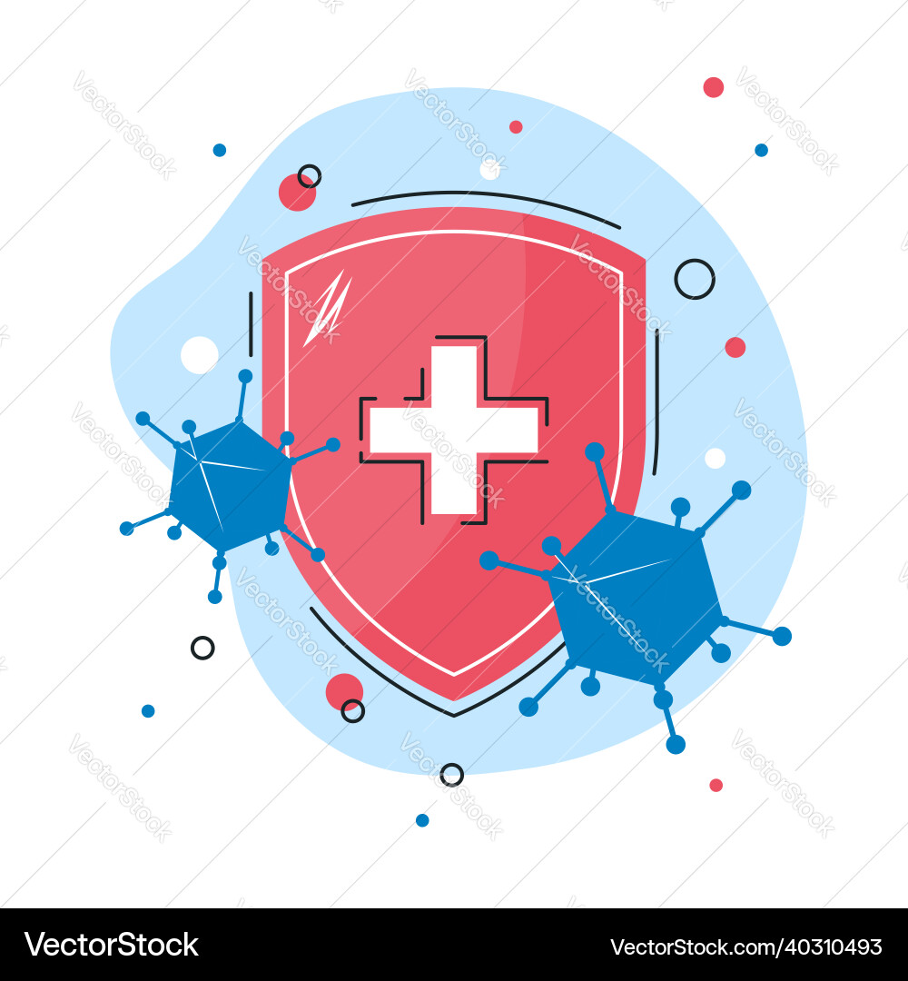 Immune shield concept in flat style Royalty Free Vector