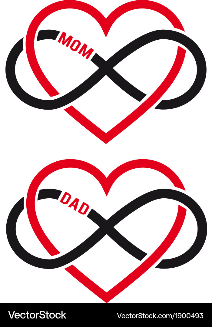 Infinity Heart Set - Mom & Dad Royalty Free Vector Image