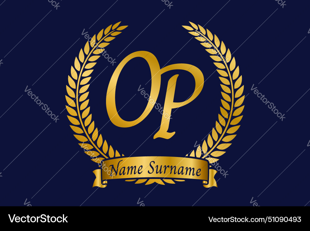 Initial letter o and p op monogram logo design Vector Image