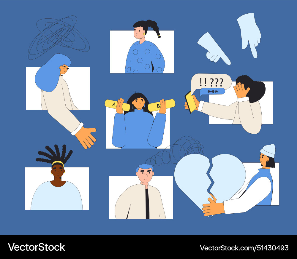 Mental illness at team work characters support Vector Image