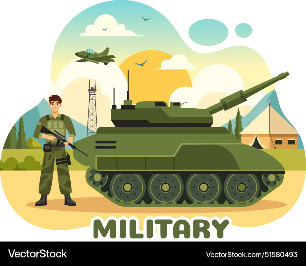 Military army forces featuring soldiers weapons Vector Image
