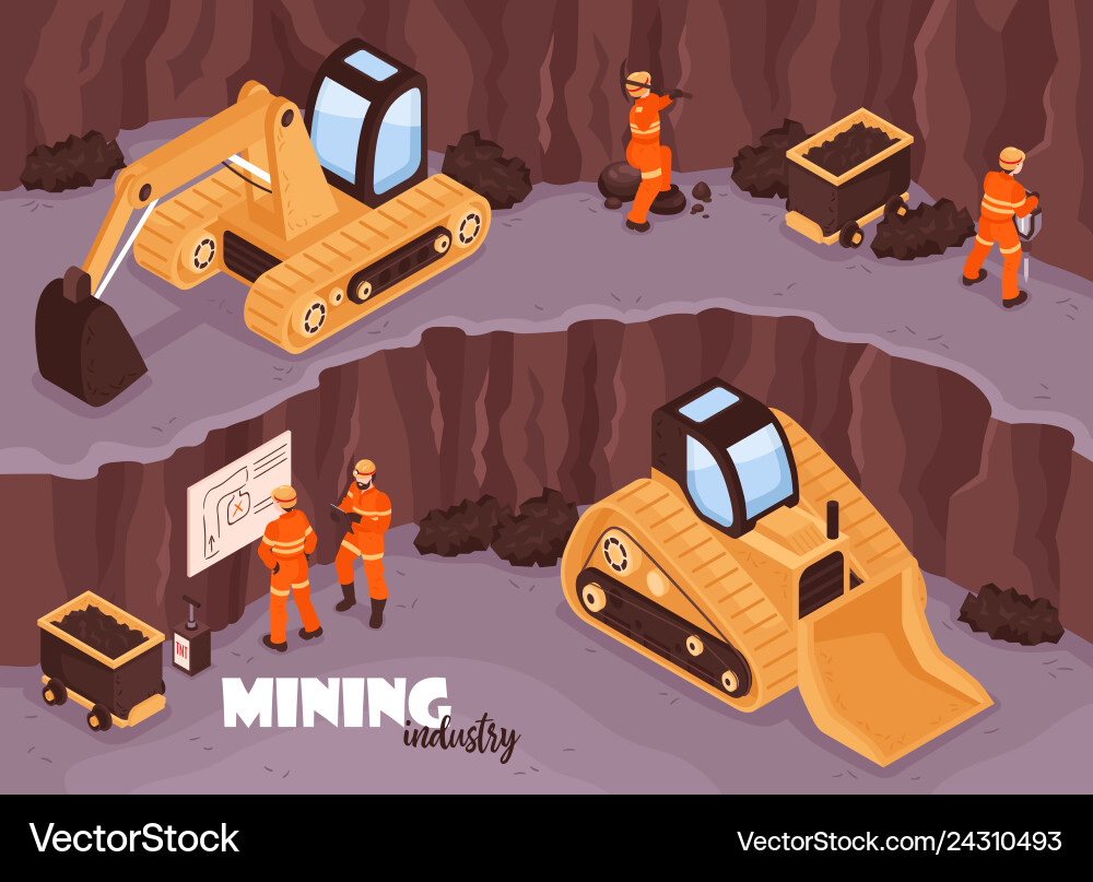 Open mine isometric background Royalty Free Vector Image