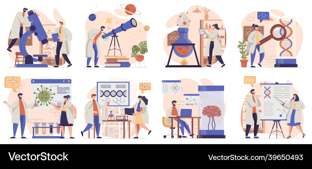 Science Lab Research Scenes Royalty Free Vector Image