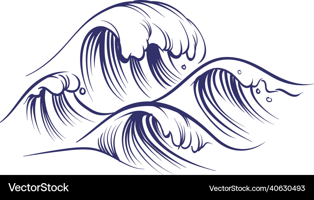 Storm ocean big sea waves tsunami symbol Vector Image