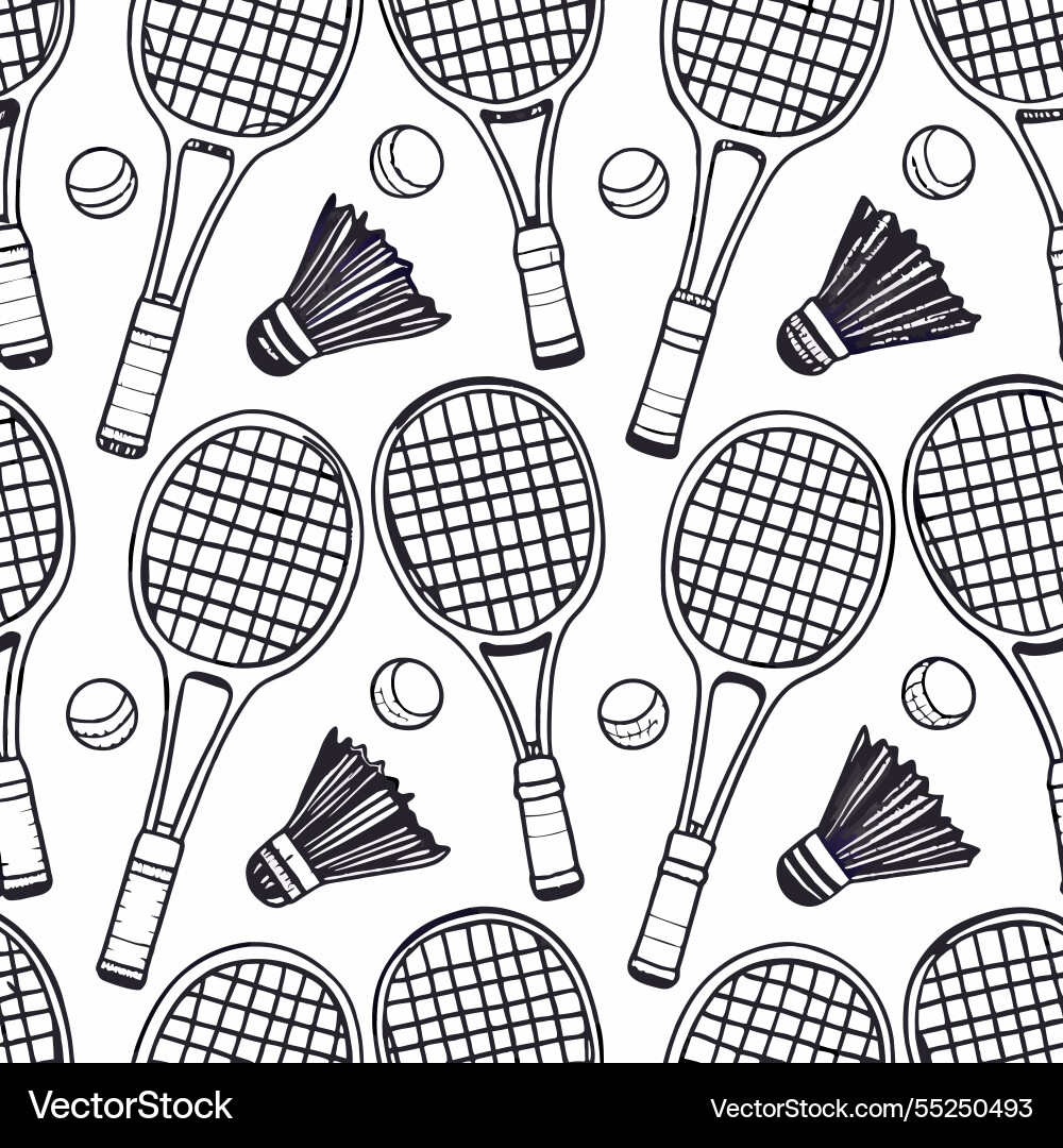 Tennis and badminton pattern rackets Royalty Free Vector