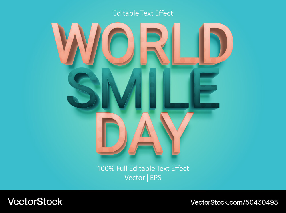 World smile day editable text effect cartoon style