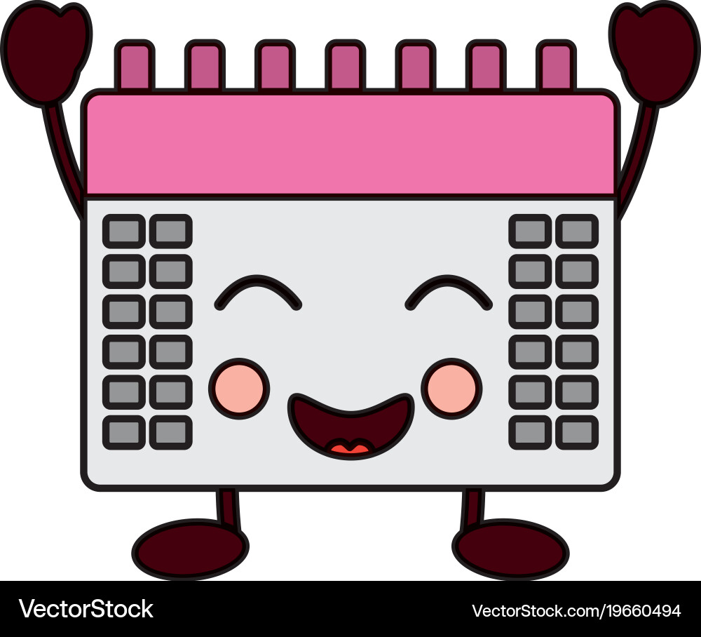 Calendar kawaii icon image Royalty Free Vector Image