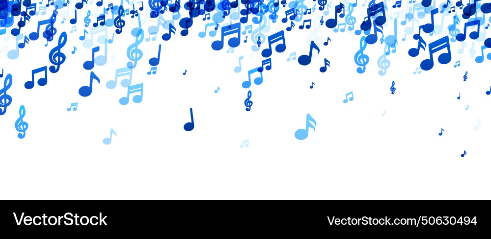 Cascading blue music notes Royalty Free Vector Image