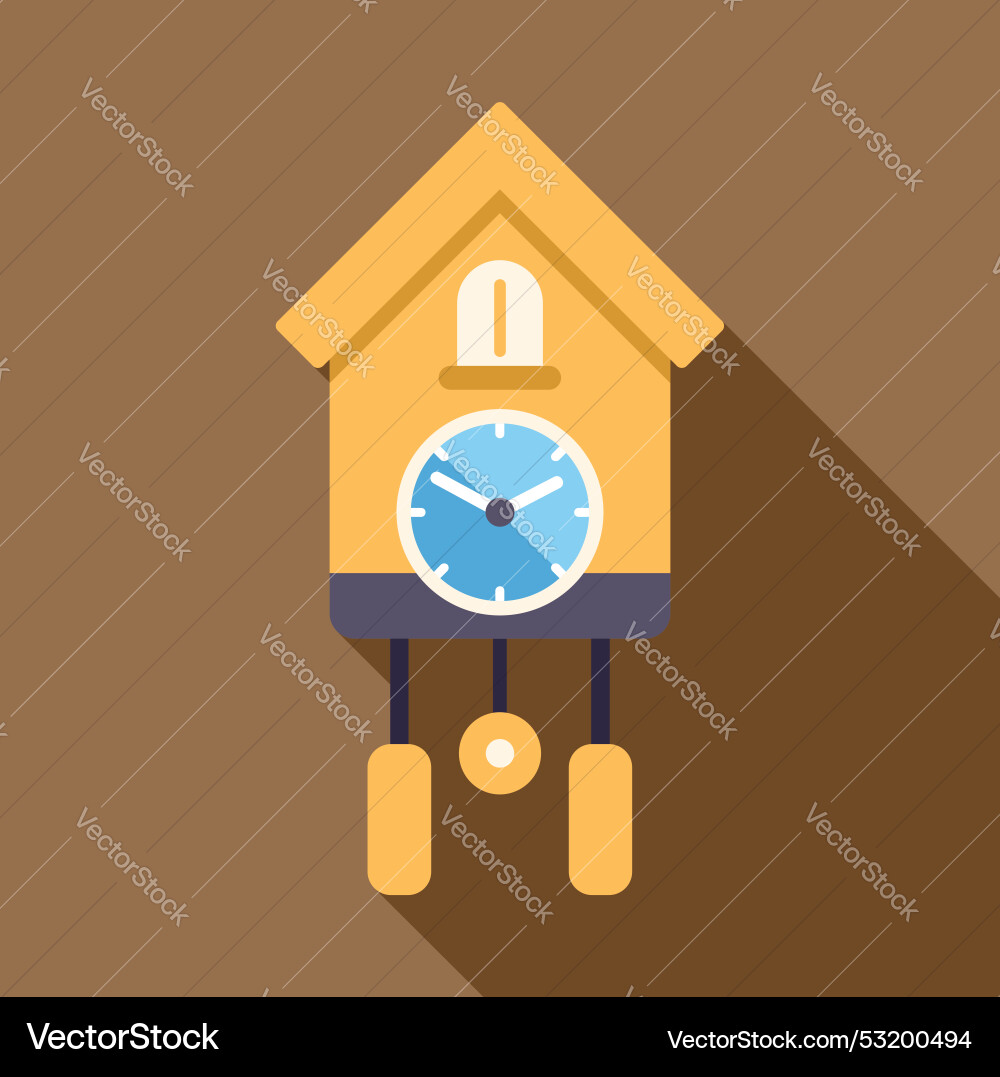 Cuckoo clock showing time on brown background Vector Image