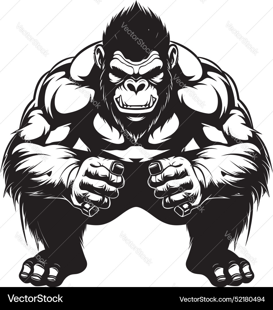 Gaming gorilla grip powerful primate emblem Vector Image