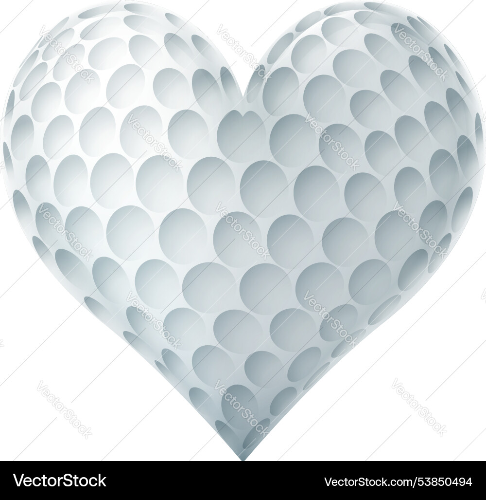 Golf ball in a heart shape Royalty Free Vector Image