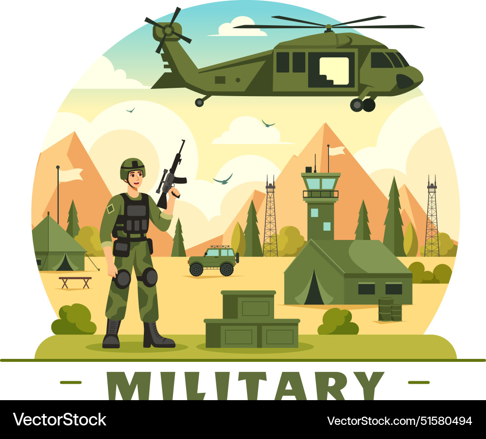 Military army forces featuring soldiers weapons Vector Image