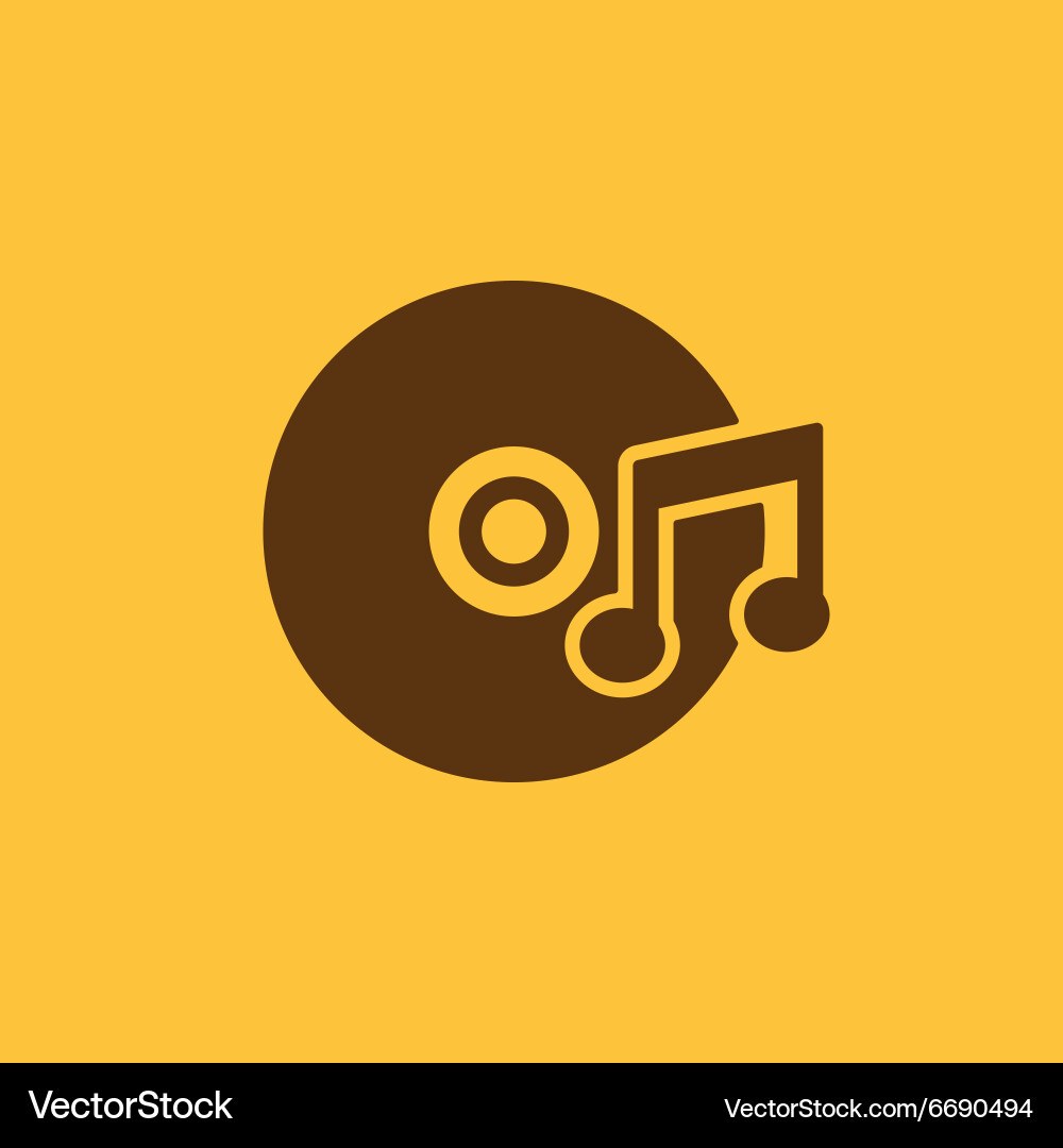 Music icon disc symbol flat Royalty Free Vector Image