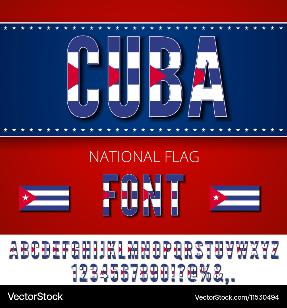 National flag font Royalty Free Vector Image - VectorStock