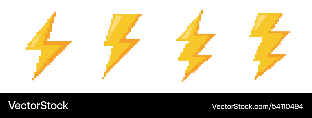 Pixel 8 bit lightning bolt retro icon old Vector Image