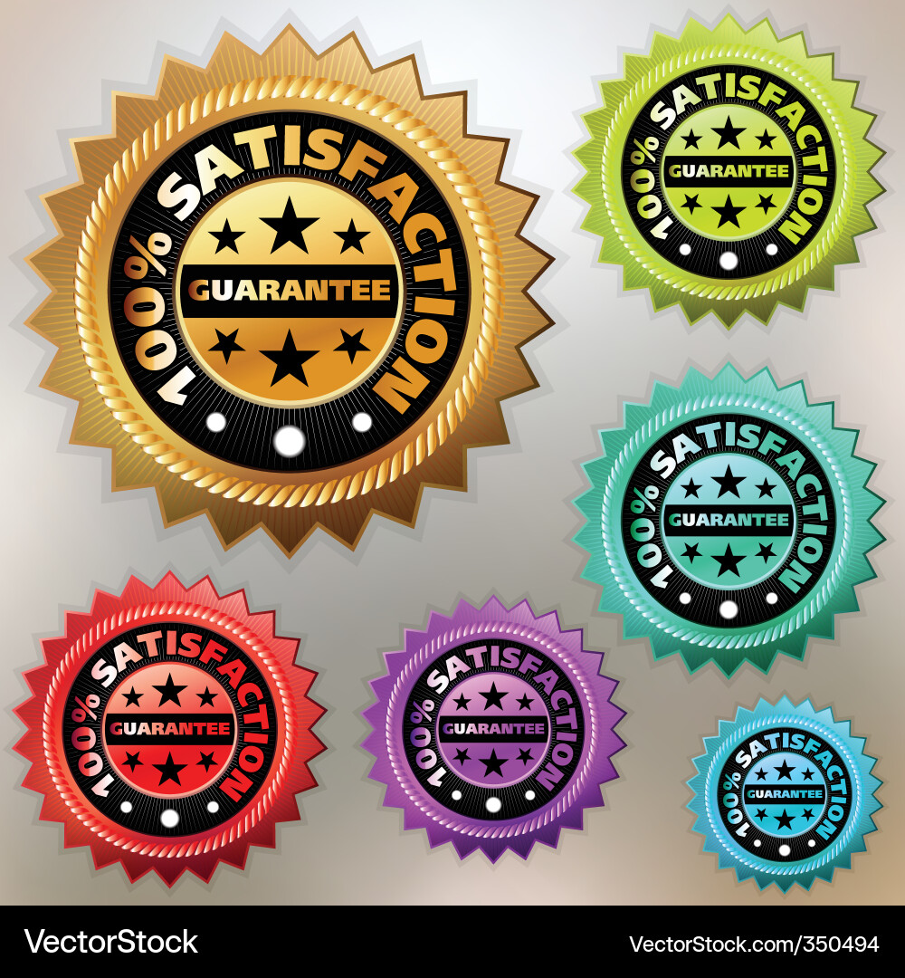 Satisfaction labels Royalty Free Vector Image - VectorStock