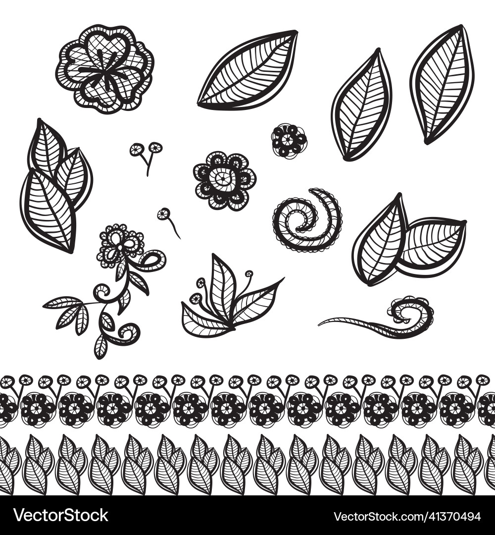 Set of embroidered lace design collection Vector Image