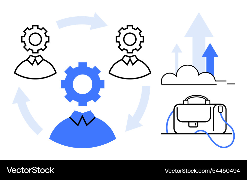 Teamwork and collaboration process symbolized by Vector Image