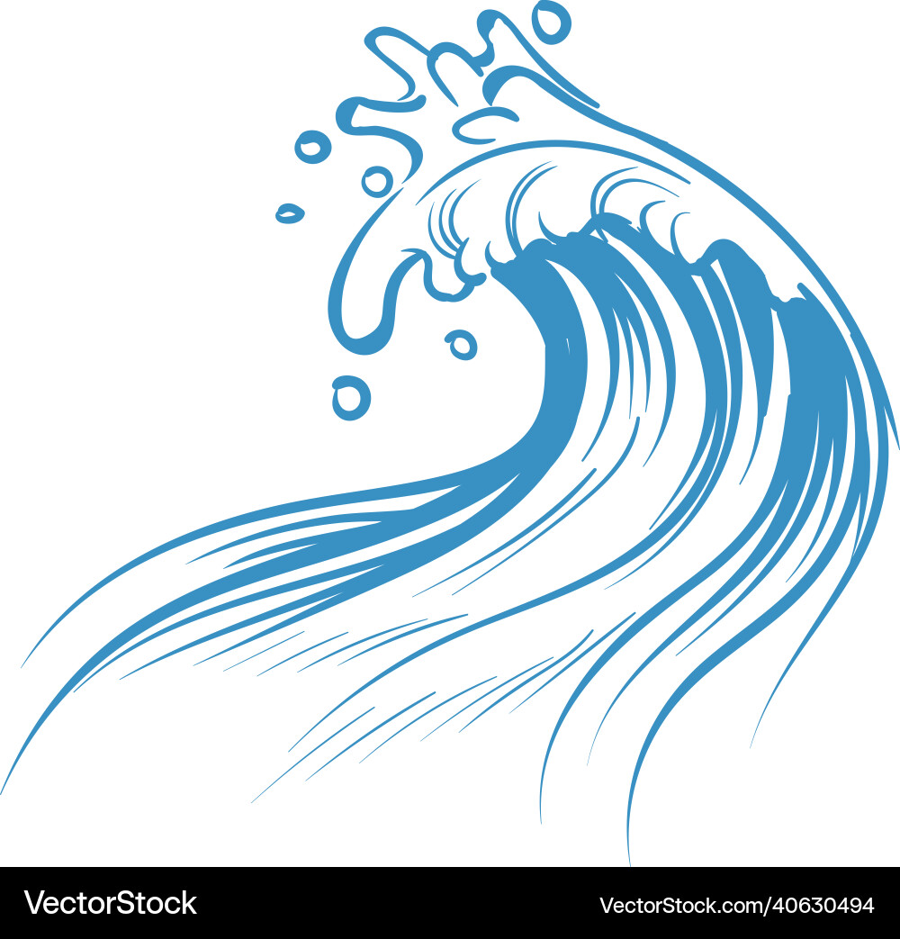 Water splash symbol sea wave curl Royalty Free Vector Image