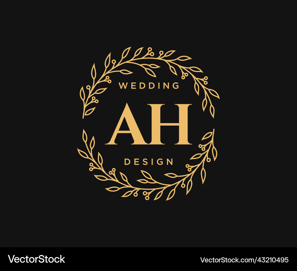 Ah initials letter wedding monogram logos Vector Image