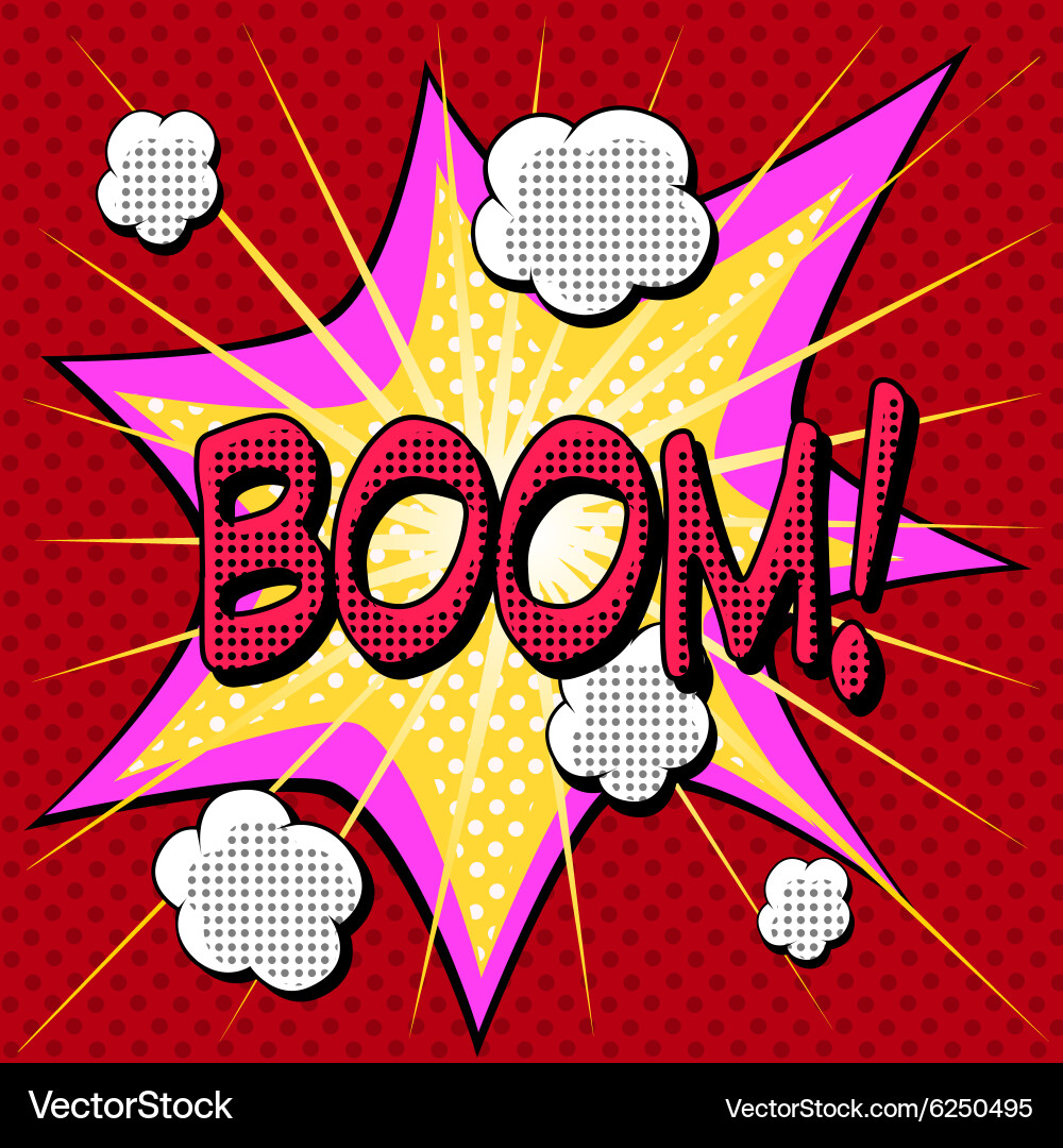 Boom comic book style explosion Royalty Free Vector Image