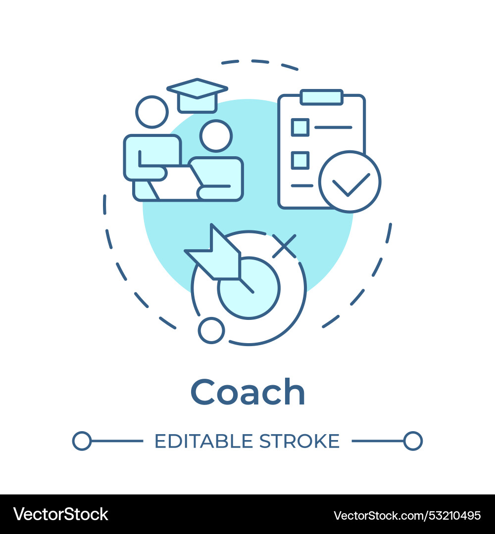 Coach soft blue concept icon Royalty Free Vector Image