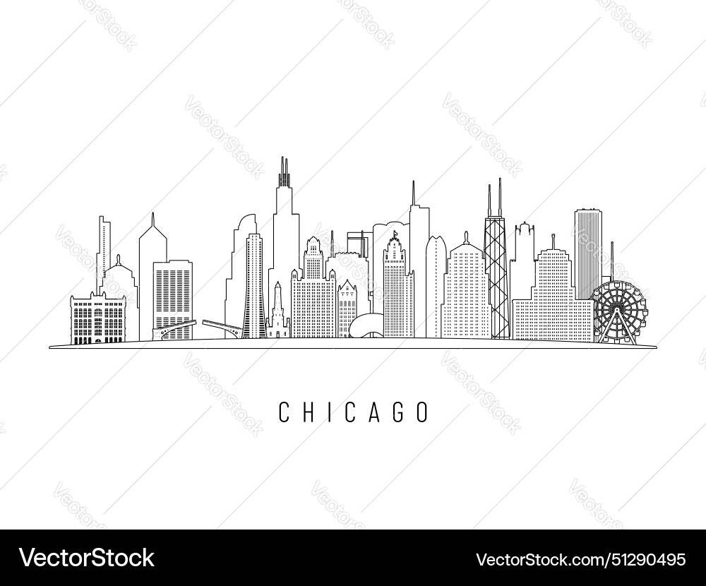 Detailed chicago skyline il Royalty Free Vector Image