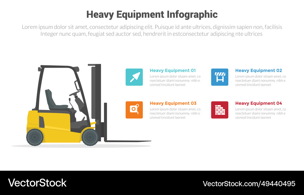 Heavy equipment machine infographics template Vector Image