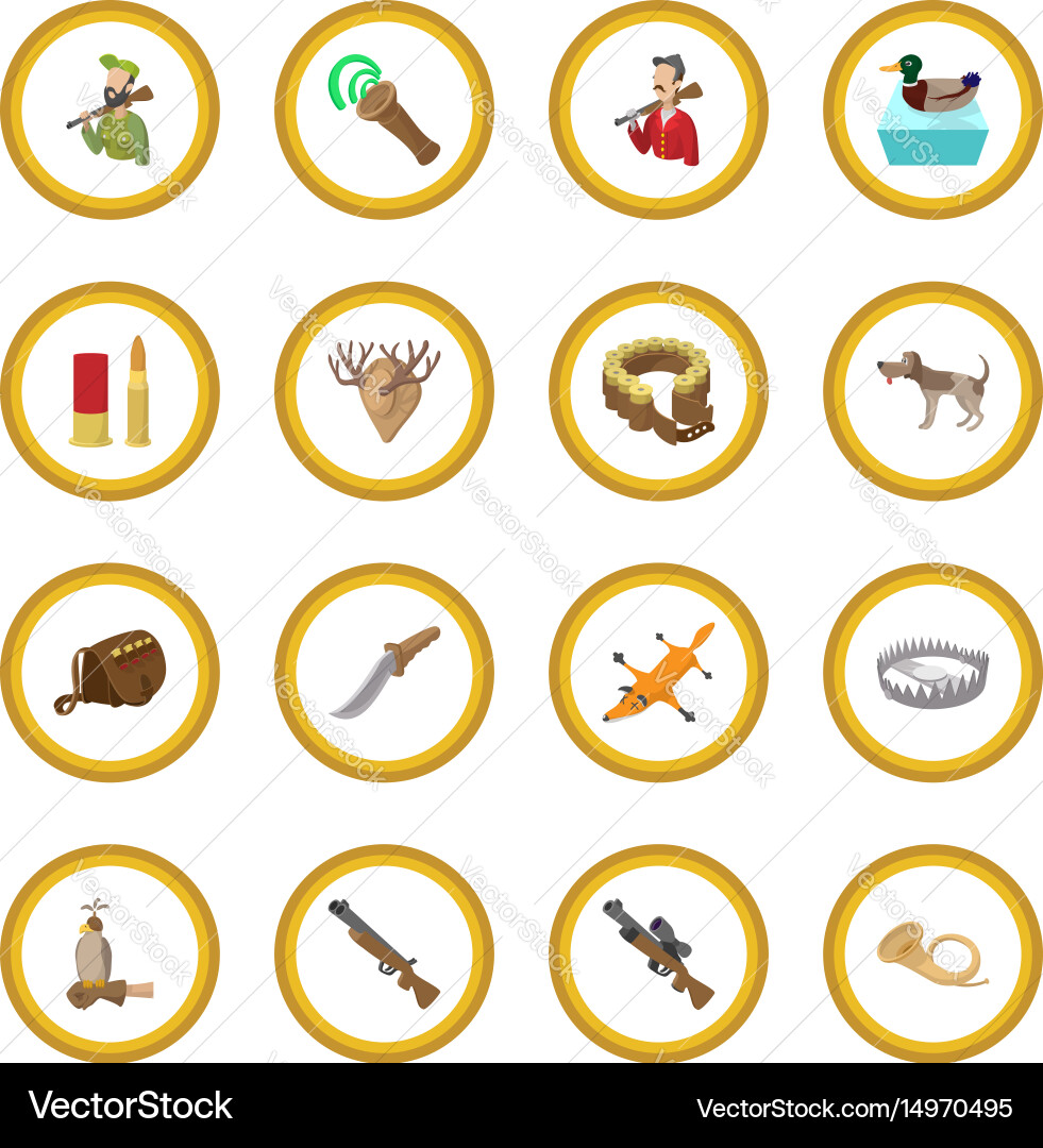 Hunting cartoon icon circle Royalty Free Vector Image