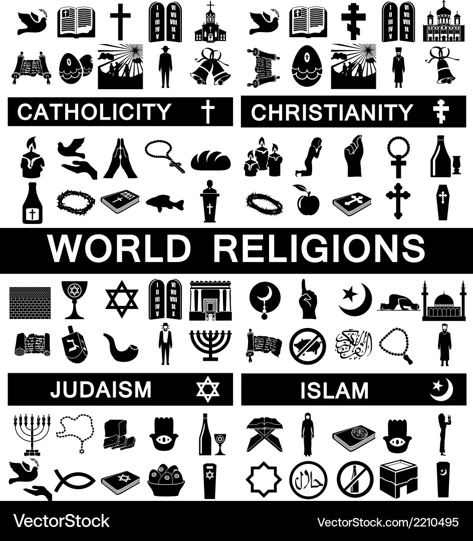 Icons for world religions Royalty Free Vector Image