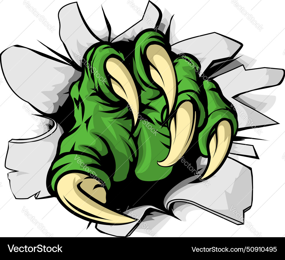 Monster claw ripping hole Royalty Free Vector Image