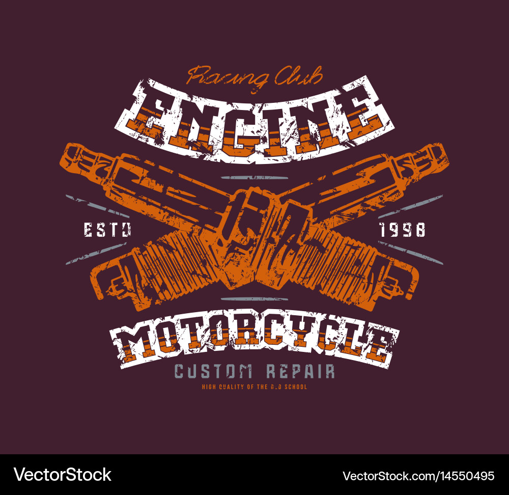 Motorcycle engine repair emblem Royalty Free Vector Image
