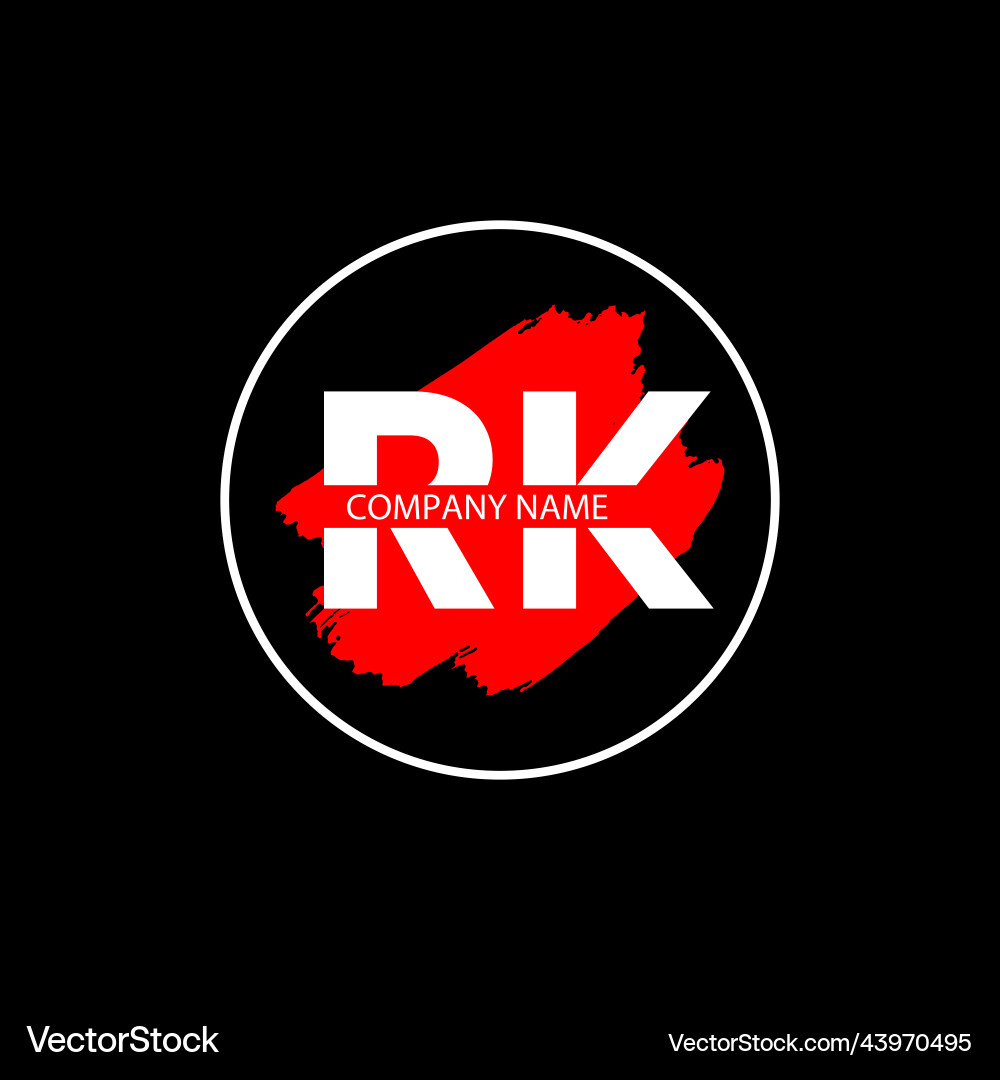 Rk letter simple brush monogram logo linked Vector Image