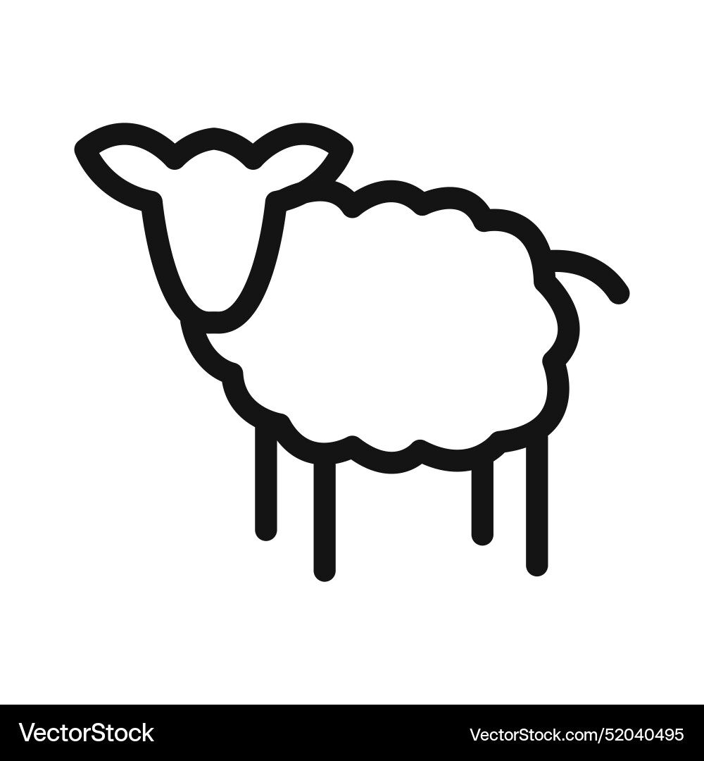 Simple Sheep Icon - Black & White Royalty Free Vector