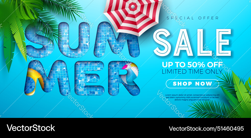 Summer sale poster design template with exotic Vector Image