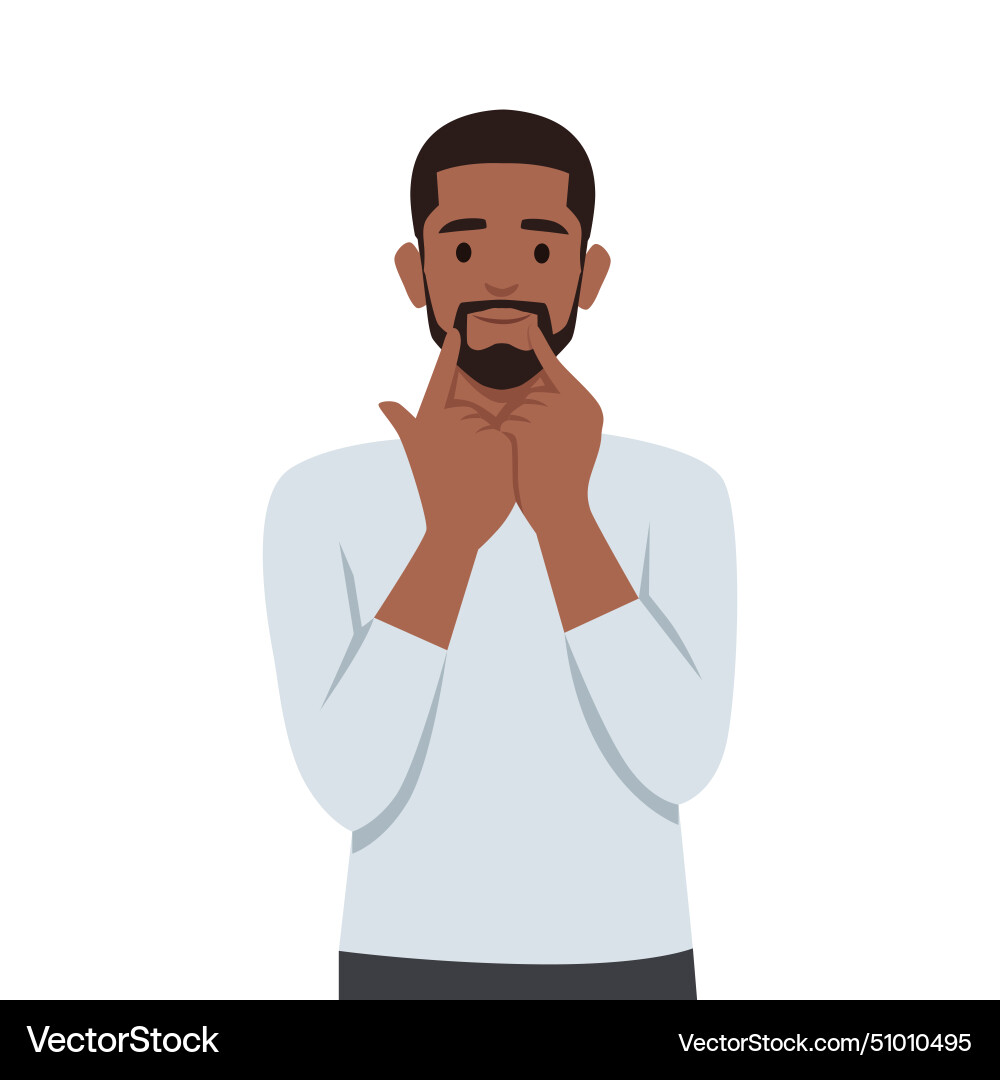 Young man character happy and giving smile using Vector Image