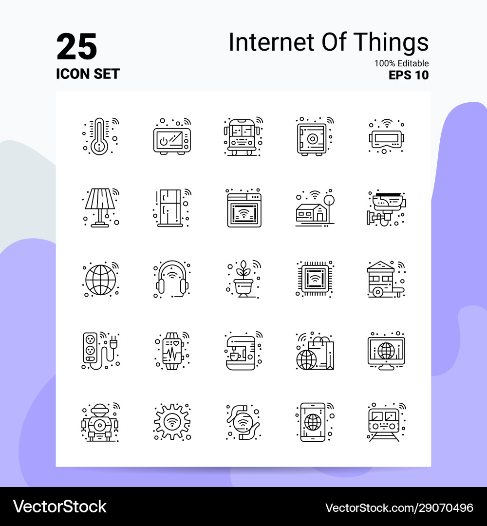 25 internet of things icon set 100 editable eps Vector Image